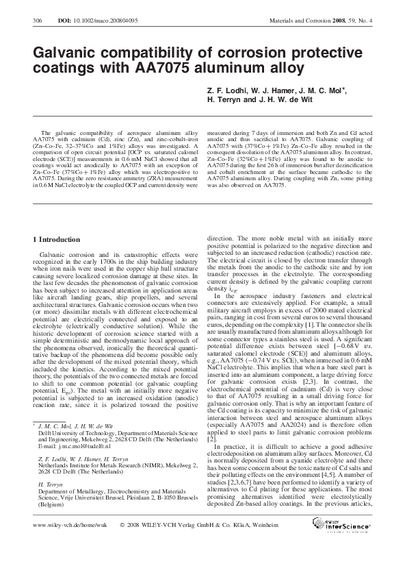 (PDF) Galvanic compatibility of corrosion protective coatings with ...