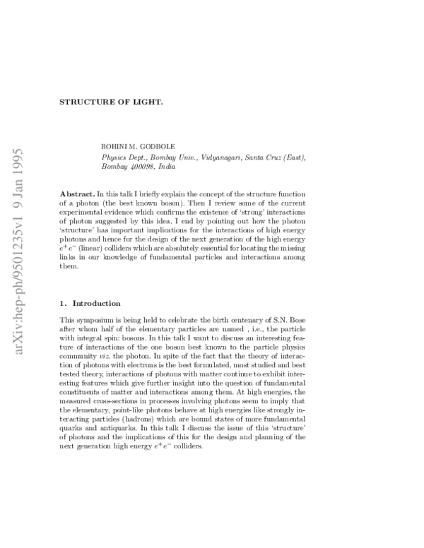 (PDF) The Structure of Light