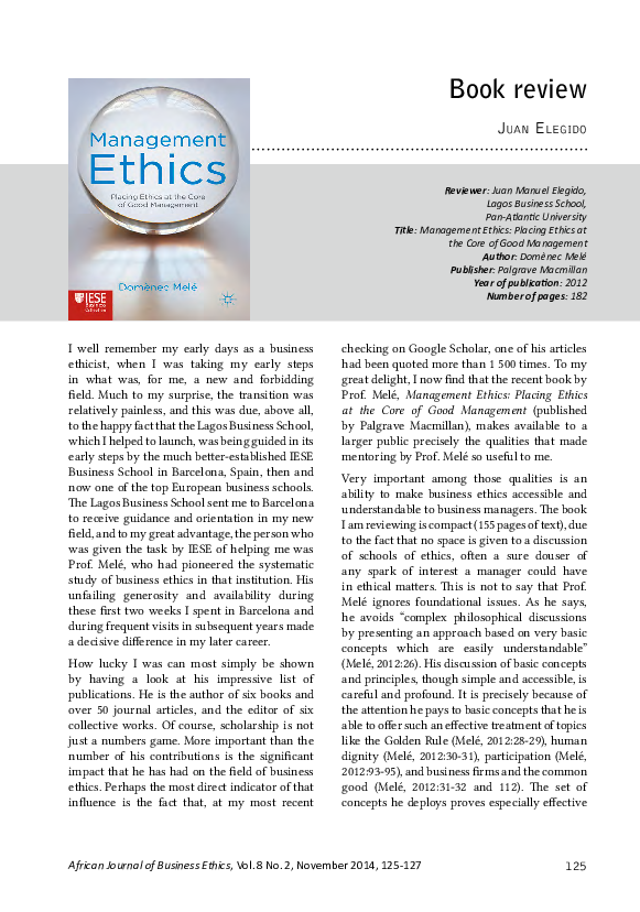 (PDF) Management Ethics: Placing Ethics at the Core of Good Management ...