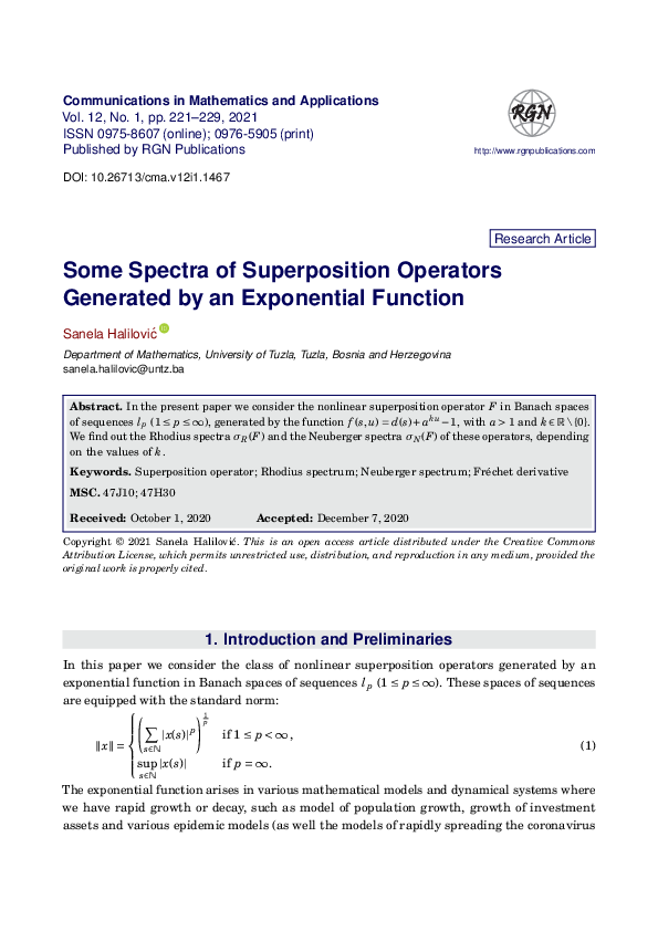 Pdf Some Spectra Of Superposition Operators Generated By An Exponential Function