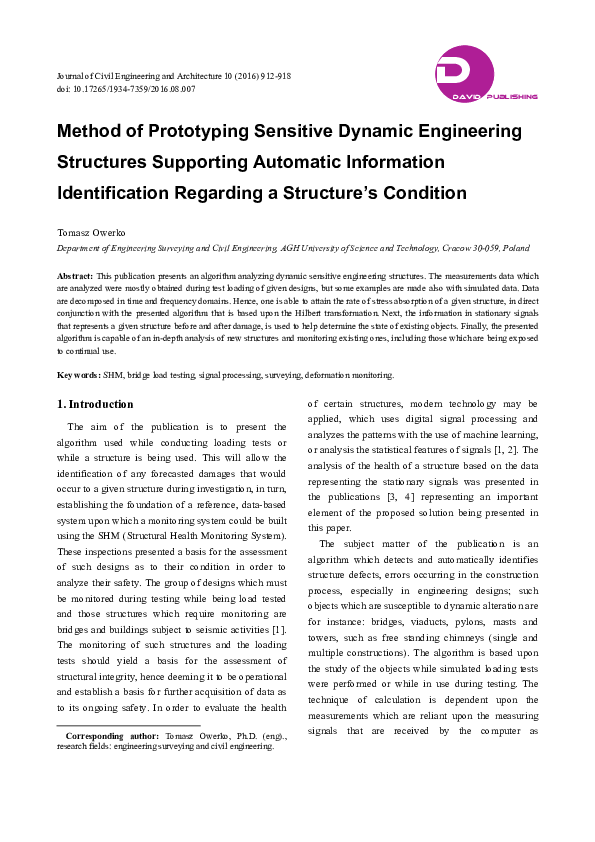 (PDF) Method of Prototyping Sensitive Dynamic Engineering Structures ...
