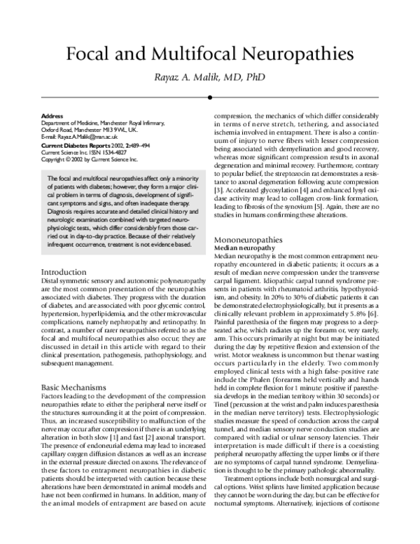 (PDF) Focal and multifocal neuropathies