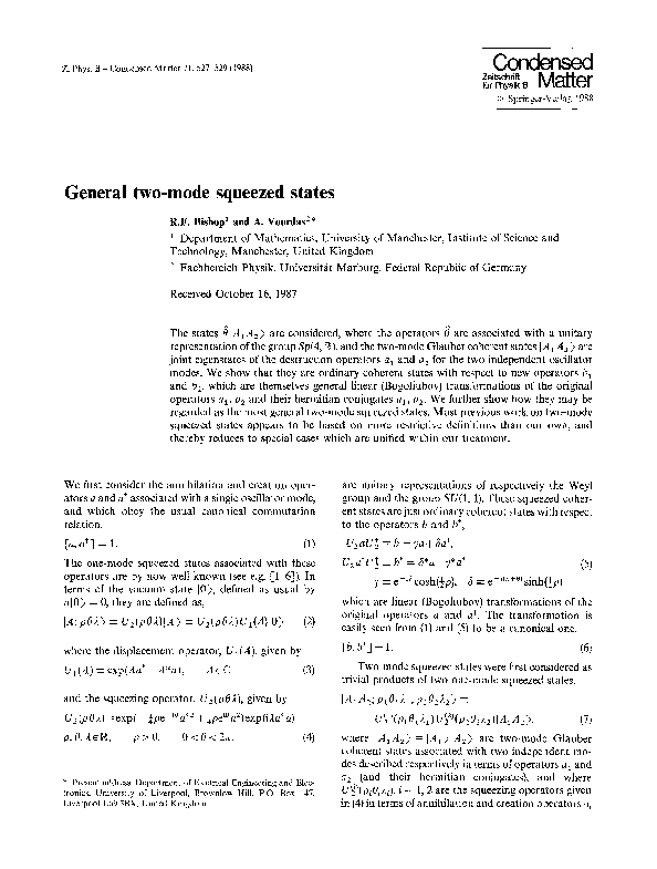 (PDF) General two-mode squeezed states