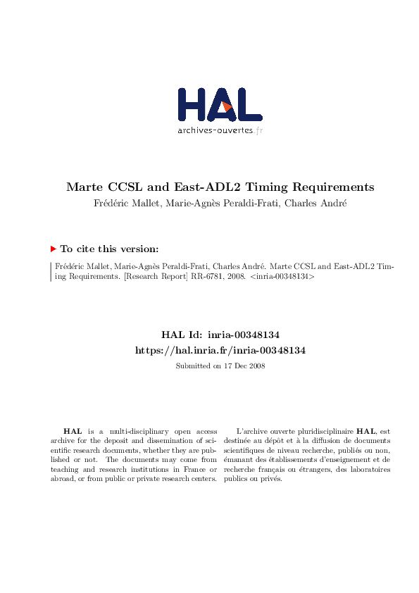 (PDF) Marte CCSL and East-ADL2 timing requirements