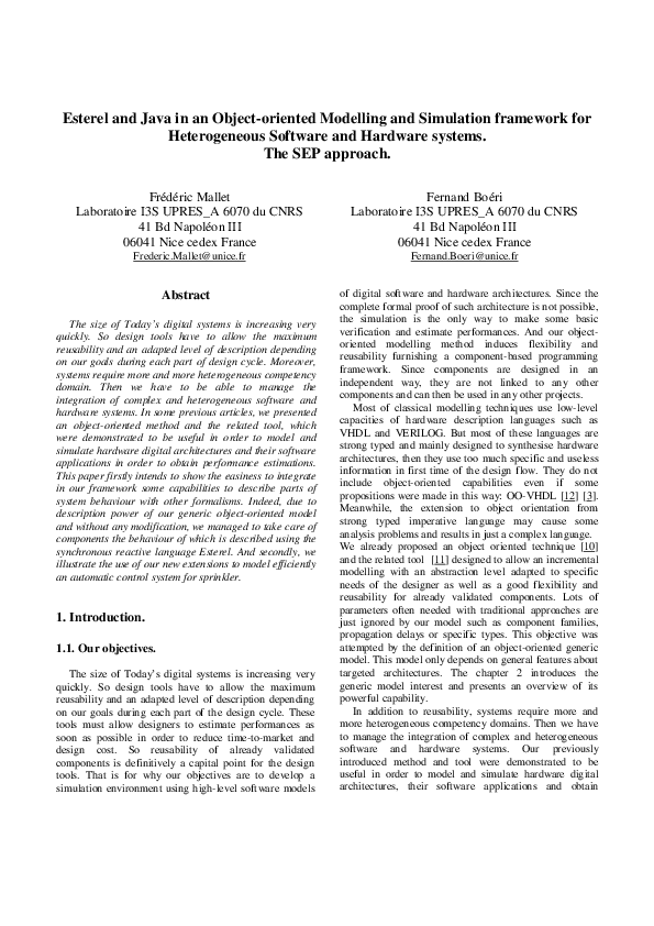 (PDF) Integrating Esterel in Object-Oriented Simulation