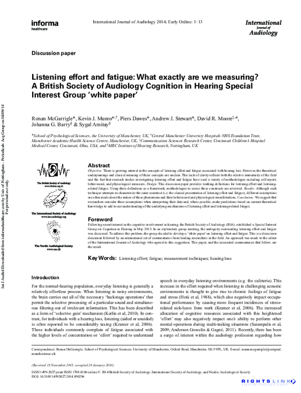 (PDF) Comments from Dr. Jerker Rönnberg, Mary Rudner, Thomas Lunner