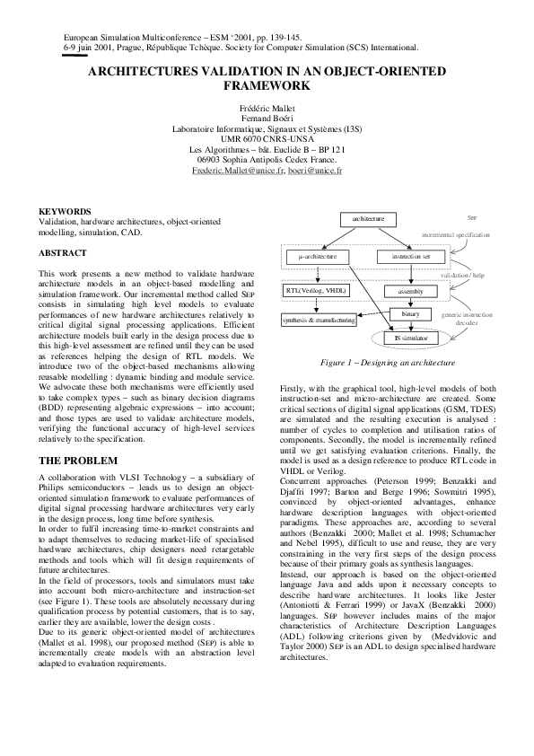 (PDF) Architectures Validation in an Object-Oriented Framework | Frederic Mallet - Academia.edu