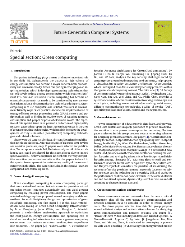 (PDF) Special section: Green computing