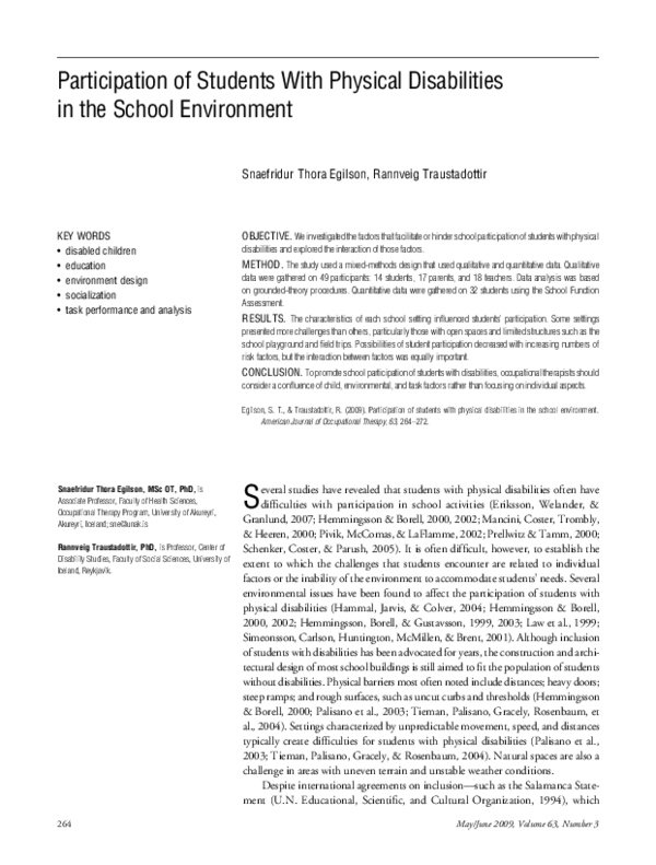 (PDF) Participation of Students With Physical Disabilities in the ...