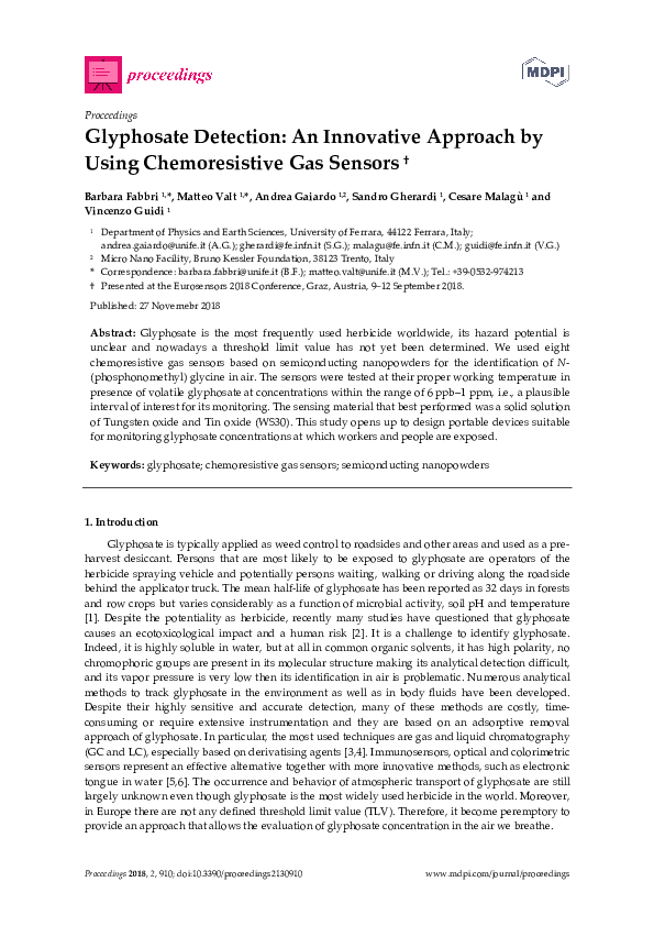 (PDF) Glyphosate Detection: An Innovative Approach by Using ...