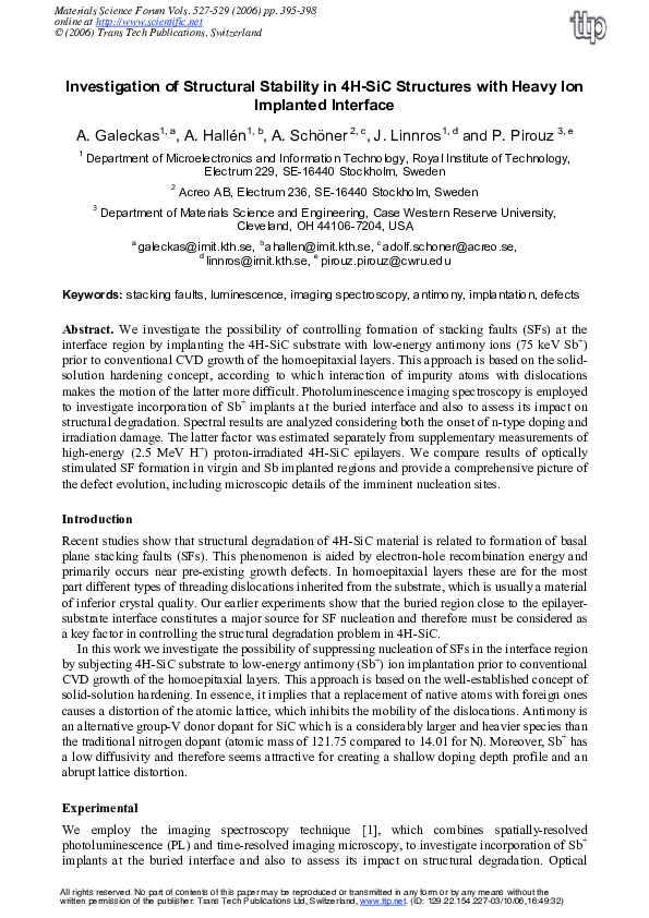(PDF) Investigation of Structural Stability in 4H-SiC Structures with ...