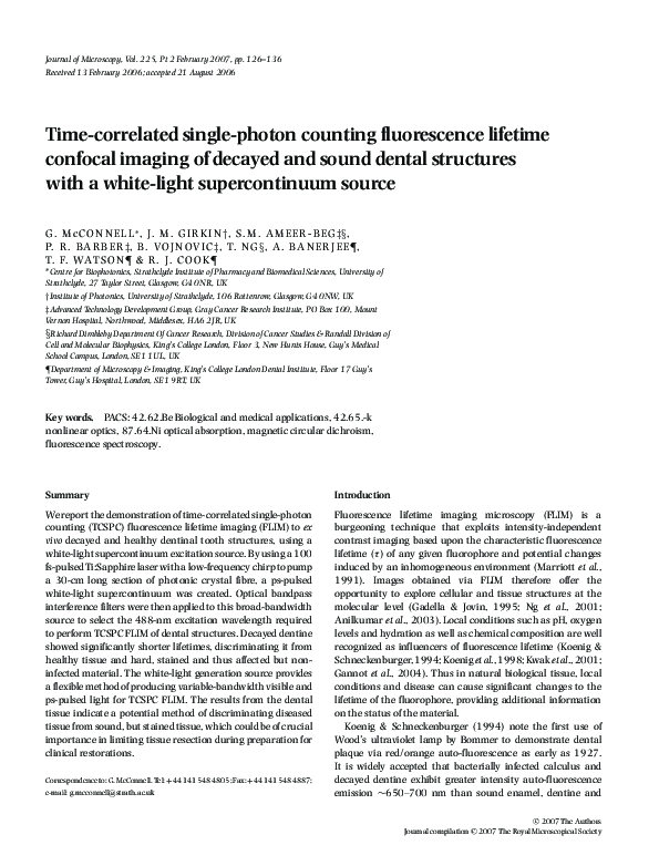 (PDF) Time-correlated single-photon counting fluorescence lifetime confocal imaging of decayed ...