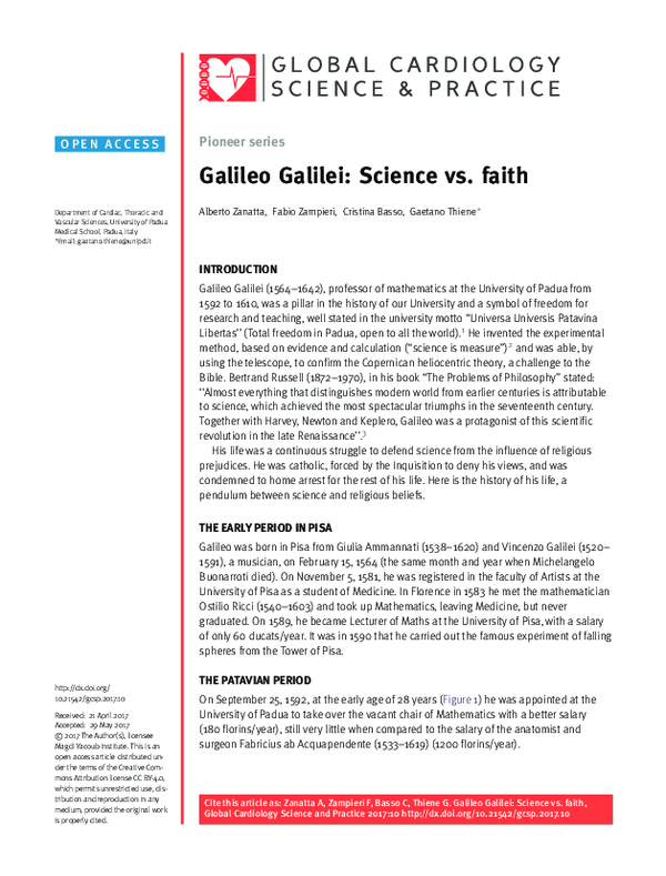 (PDF) Galileo Galilei: Science vs. faith