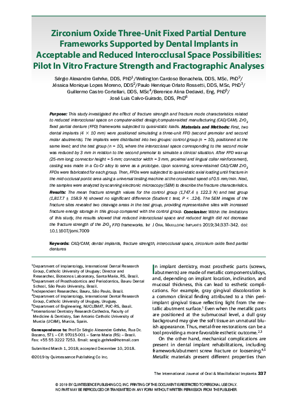 (PDF) Zirconium Oxide Three-Unit Fixed Partial Denture Frameworks Supported by Dental Implants ...