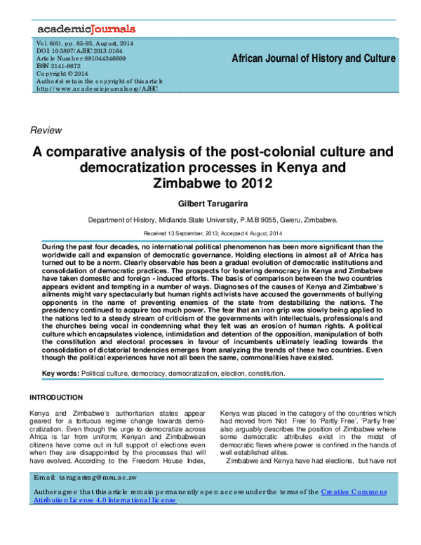 (PDF) A comparative analysis of the post-colonial culture and ...
