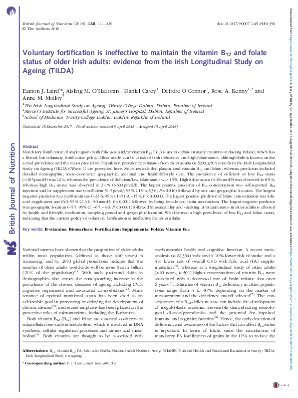 (PDF) Voluntary fortification is ineffective to maintain the vitamin ...