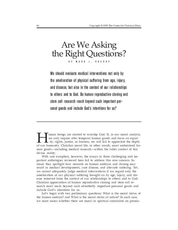 (PDF) Are we asking the right questions?