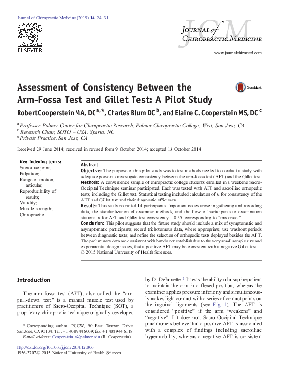 (PDF) Assessment of Consistency Between the Arm-Fossa Test and Gillet ...