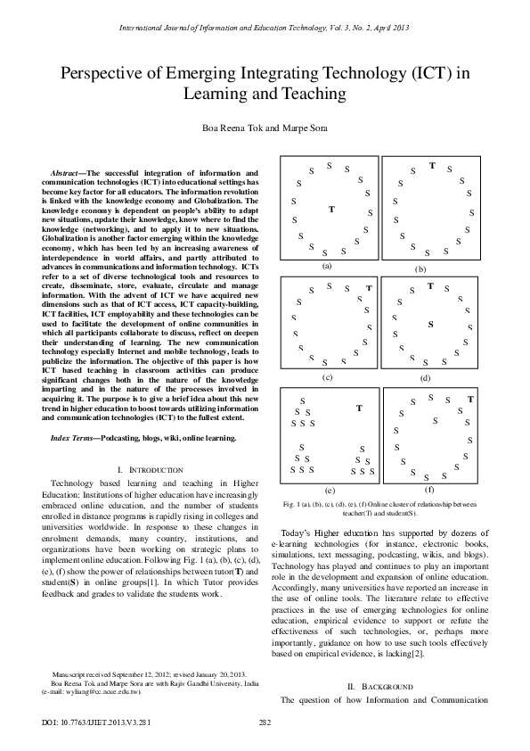 (PDF) Perspective of Emerging Integrating Technology (ICT) in Learning ...