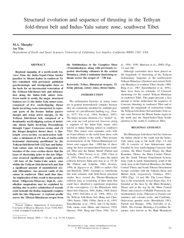 (PDF) Structural evolution and sequence of thrusting in the Tethyan ...