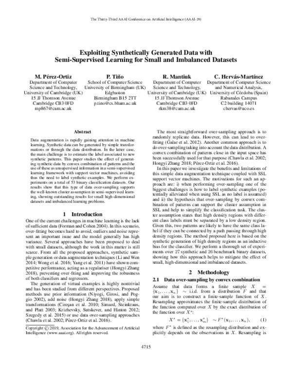 (PDF) Exploiting Synthetically Generated Data with Semi-Supervised Learning for Small and ...
