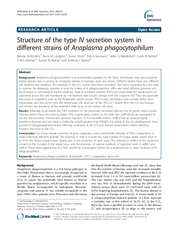 (PDF) Structure of the type IV secretion system in different strains of ...