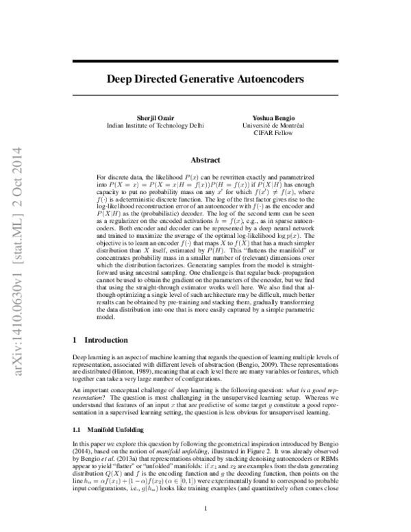 (PDF) Deep directed generative autoencoders