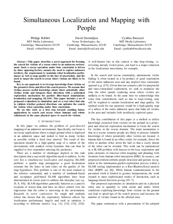 (PDF) Simultaneous Localization and Mapping with People