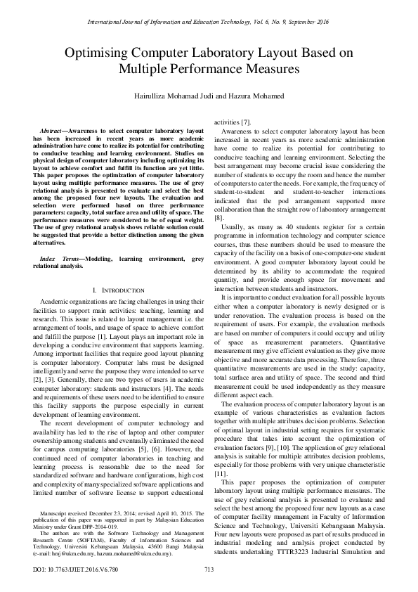 (PDF) Optimising Computer Laboratory Layout Based on Multiple ...