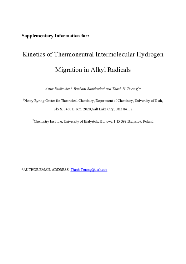 (PDF) Kinetics of thermoneutral intermolecular hydrogen migration in ...