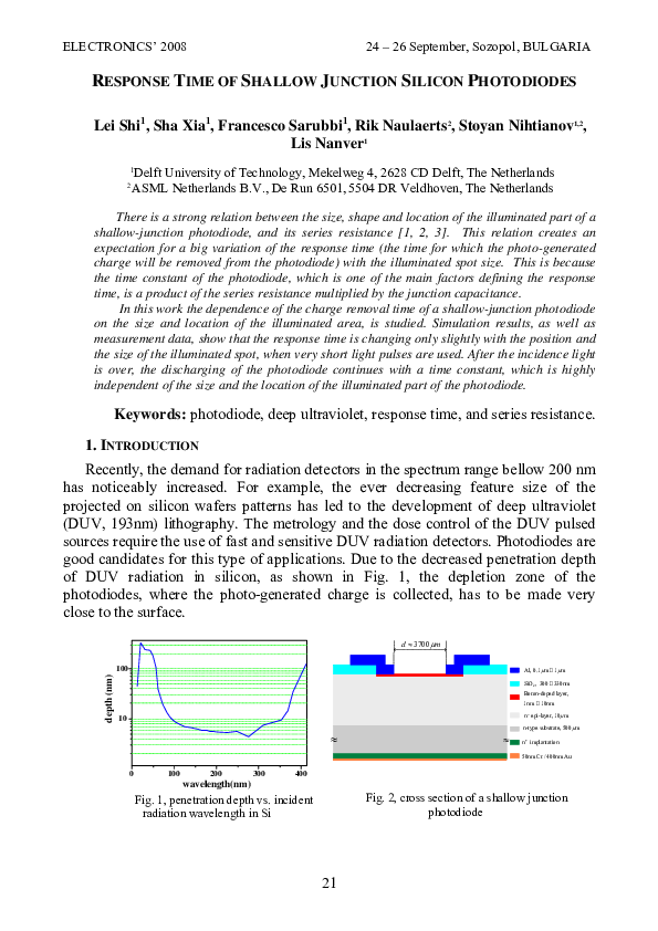 (PDF) Response time of shallow junction silicon photodiodes