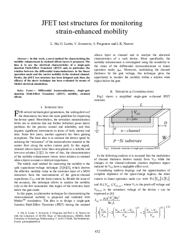 (PDF) JFET test structures for monitoring strain-enhanced mobility