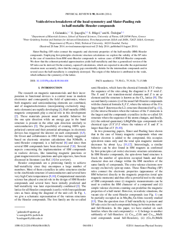 (PDF) Voids-driven breakdown of the local-symmetry and Slater-Pauling ...