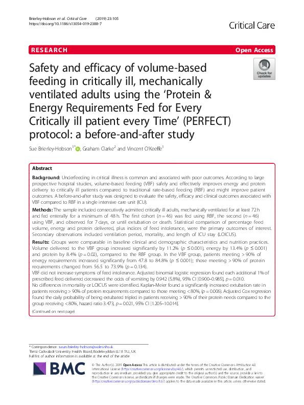 (PDF) Safety and efficacy of volume-based feeding in critically ill ...