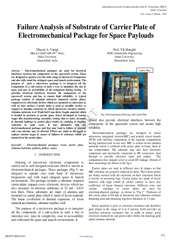 (PDF) Failure Analysis of Substrate of Carrier Plate of ...