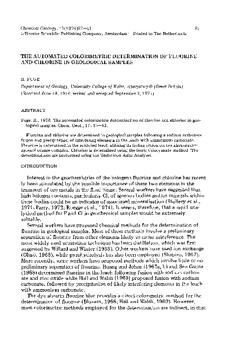 (PDF) The automated colorimetric determination of fluorine and chlorine ...