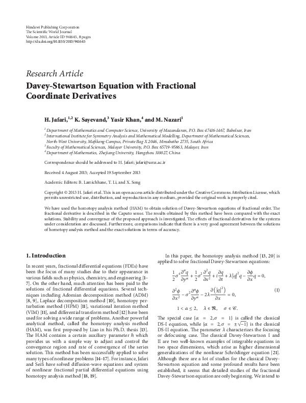 Pdf Davey Stewartson Equation With Fractional Coordinate Derivatives