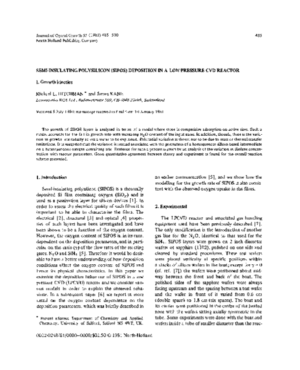 (PDF) Semi-insulating polysilicon (SIPOS) deposition in a low pressure ...