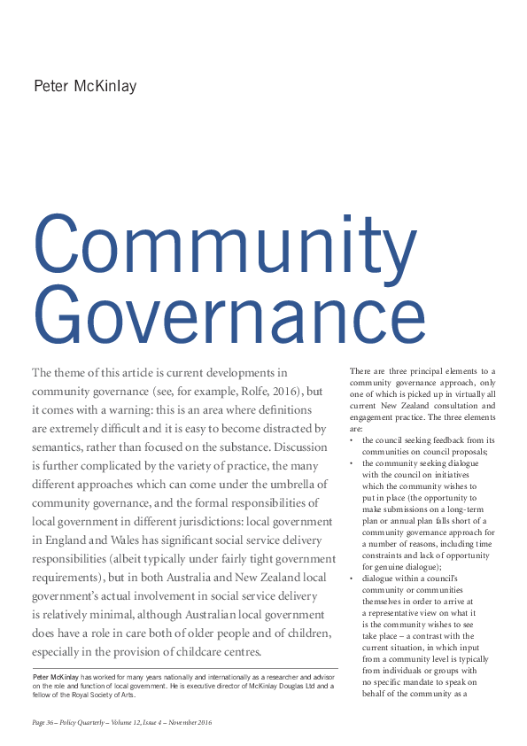 (PDF) Community governance