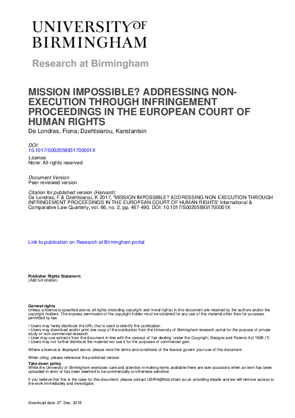 (PDF) Mission Impossible? Addressing Non-Execution Through Infringement ...