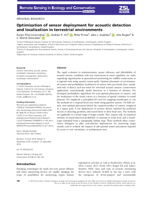 (PDF) Optimization of sensor deployment for acoustic detection and localization in terrestrial ...