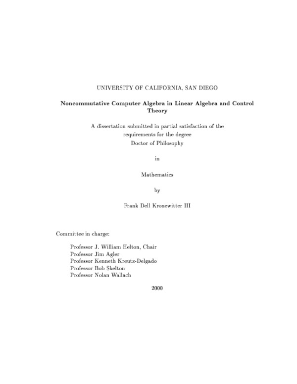(PDF) Noncommutative computer algebra in linear algebra and control ...