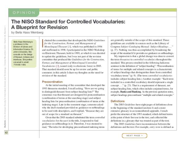 (PDF) The NISO standard for controlled vocabularies: A blueprint for ...