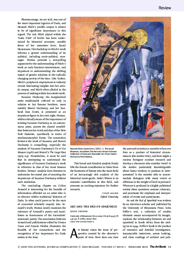 (PDF) Art and the End of Apartheid by John Peffer