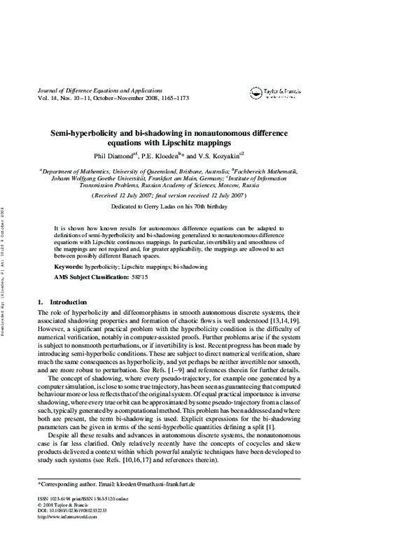 (PDF) Bi-Shadowing in Nonautonomous Difference Equations