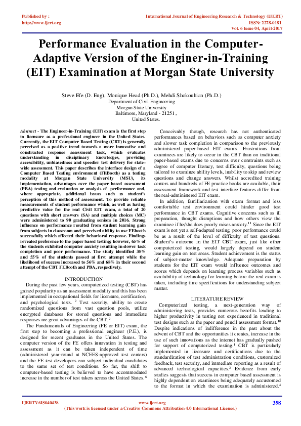 (PDF) Performance Evaluation in the Computer-Adaptive Version of the ...