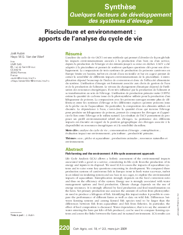 (PDF) Fish farming and the environment: A life cycle assessment ...
