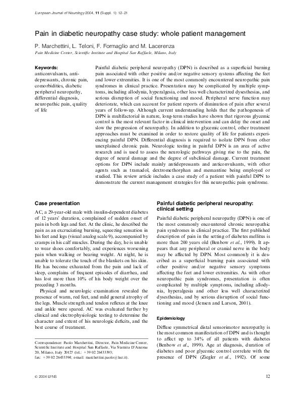 (PDF) Pain in diabetic neuropathy case study: whole patient management