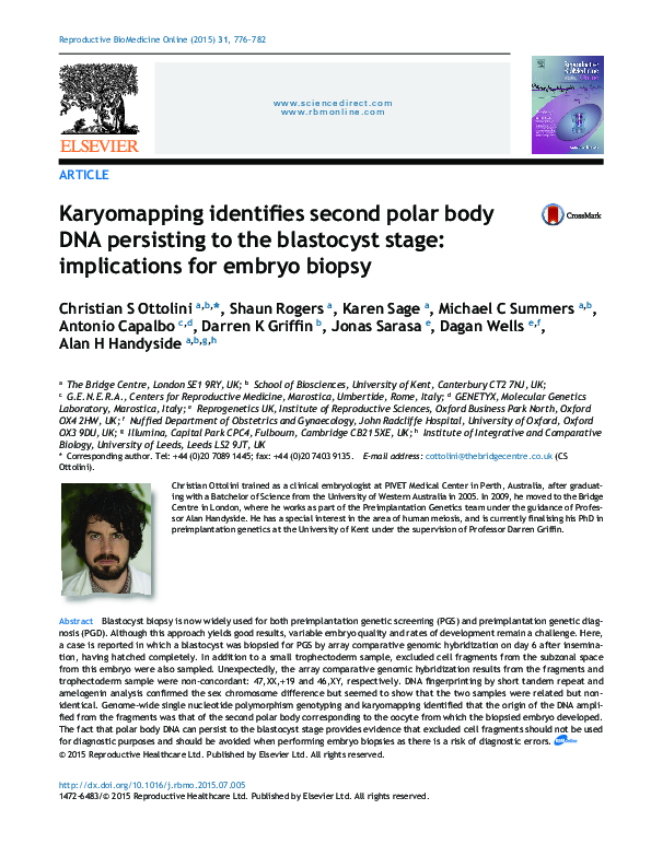 (PDF) Karyomapping identifies second polar body DNA persisting to the ...