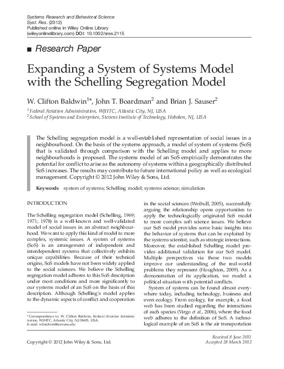 (PDF) Expanding a System of Systems Model with the Schelling ...